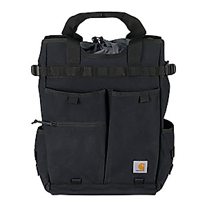 Carhartt Nylon Convertible Tote, Water-Resistant Cinch-Top Backpack, Black, One Size