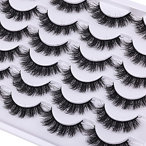 Eyelashes Natural Fluffy Mink Lashes Full of Volume Faux Mink Lashes 3D Effect Thick Volume 16MM Fake Eyelashes Wispy Lashes 12 Pairs