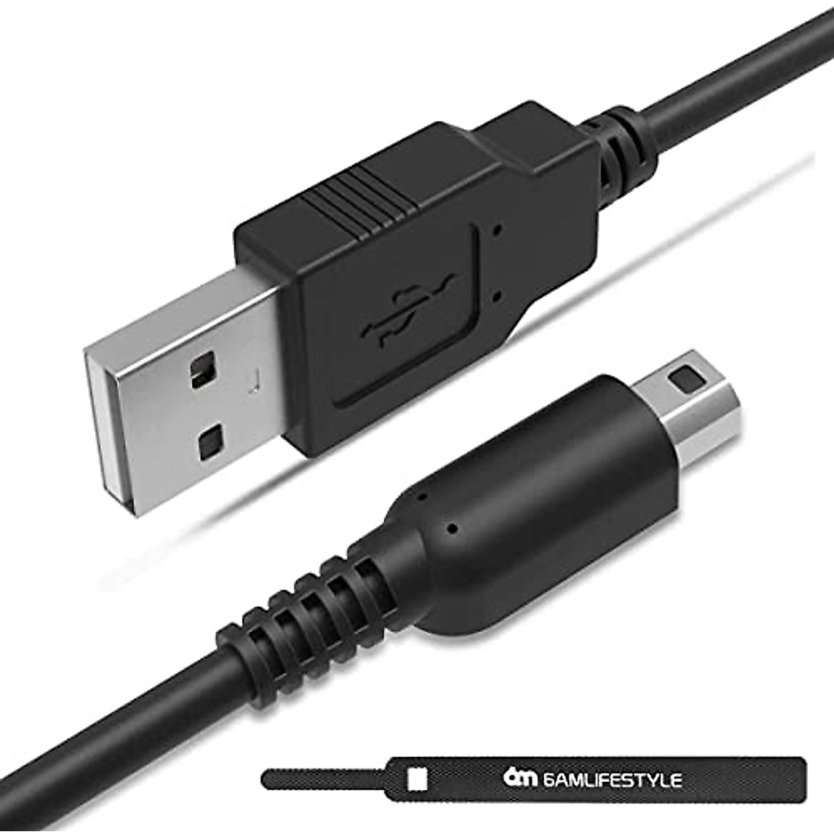 6amLifestyle [2 Pack 4FT 3DS 2DS DSi Charger Cable Power USB Charging Cord Compatible with Nintendo New 3DS XL/New 3DS/ 3DS XL/ 3DS/ New 2DS XL/New 2DS/ 2DS XL/ 2DS/ DSi/DSi XL, Black