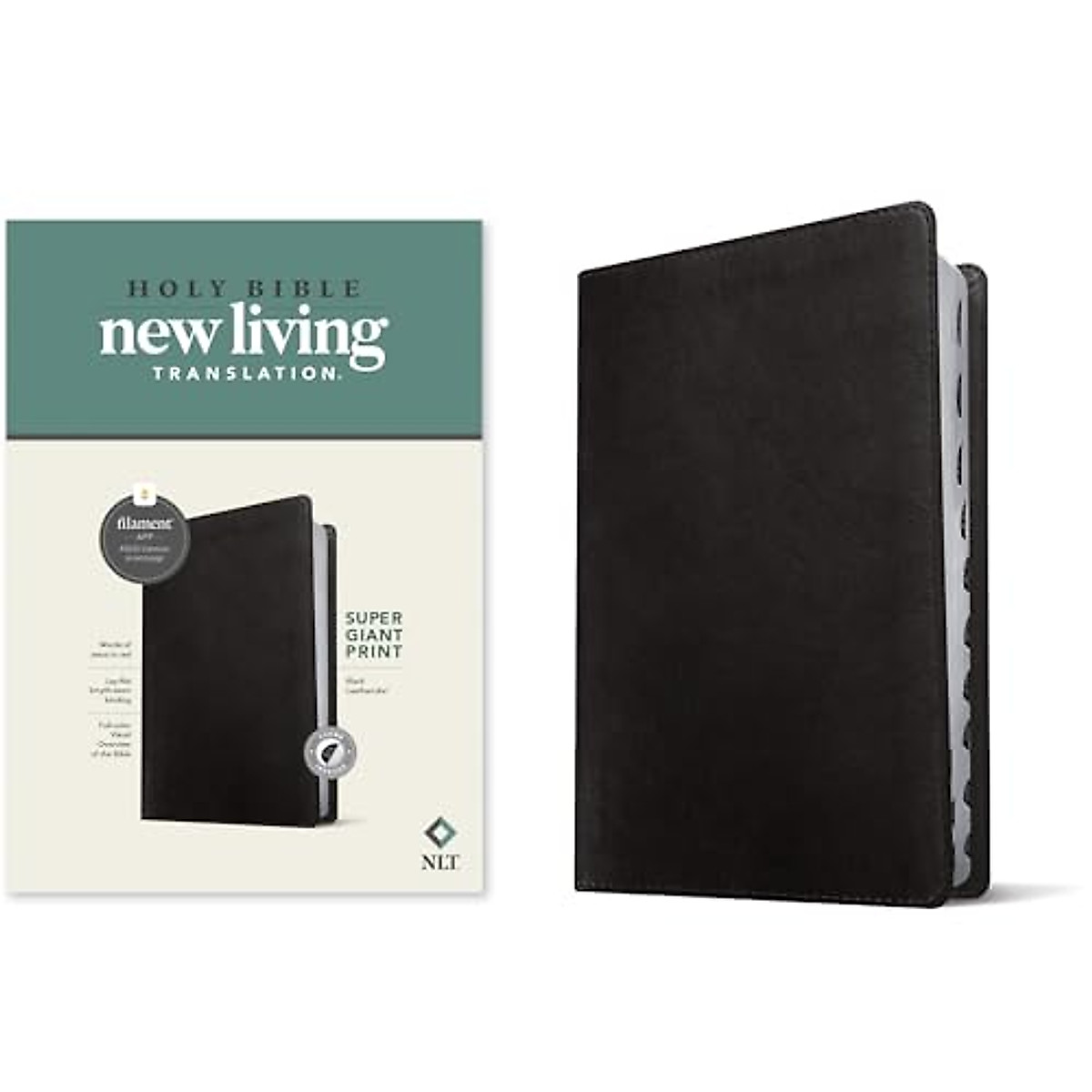 NLT Super Giant Print Bible, Filament Enabled (LeatherLike, Black, Indexed, Red Letter)
