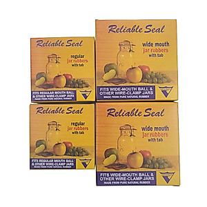 Canning Jar Seal Bundle Includes 24 Regular and 24 Wide Mouth Viceroy Jar Rubbers With Tab and 48 Dissolvable Sunivale Jar Labels Replacement Jar Seals for Old Style Canning Jars Natural Rubber Rings