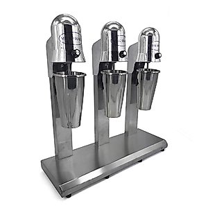 Milkshake Mixer, Commercial Stainless Steel Milk Shaking Machine, 3-Head Milkshake Mixer with 3 x 800 ML Stainless Steel Cups & 3 PC Cups, Electric Milkshake Maker Machine for Commercial and Home