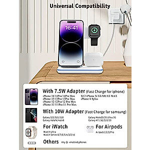 Wireless Charger 3 in 1, Any warphone Wireless Charging Station for Multiple Devices, Charger Station Compatible with iPhone 14/13/12/11/Pro/Max/XS/XR/X/8, iWatch 8/7/6/SE/5/4/3/2, AirPods Pro/3/2/1