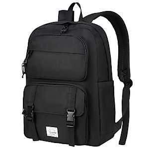 VASCHY Backpack for Men, Unisex Large Fashion Schoolbag Book bag Rucksack for High School/College/Work/Travel/Commuter Black