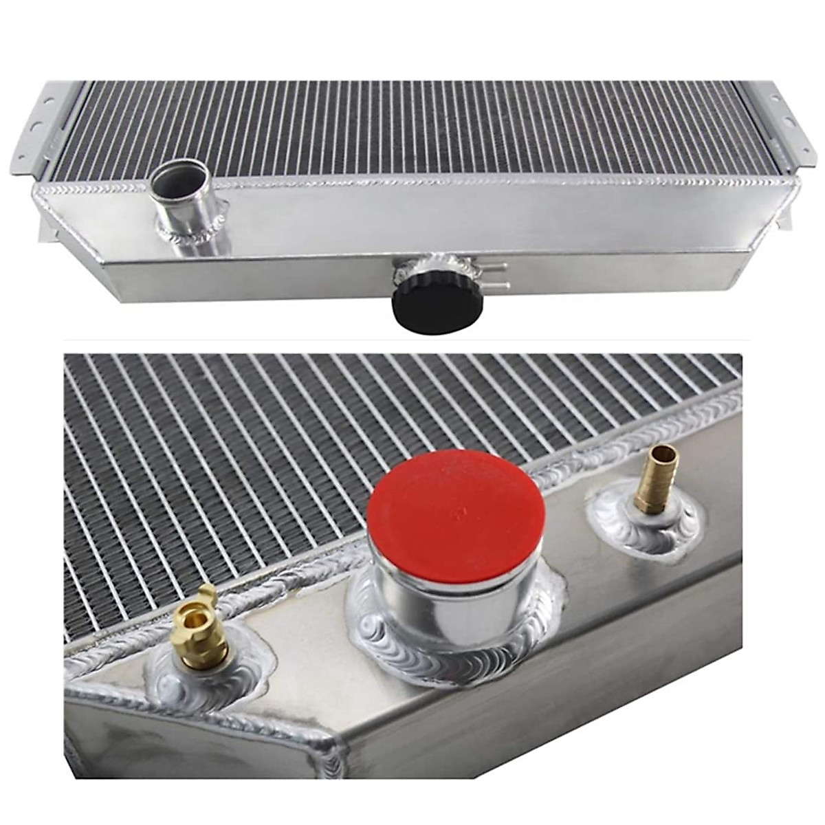 Primecooling 56MM 3 Row Core Aluminum Radiator for Ford F100 F150 F250 F350 Truck Pickup 1966-79 /Bronco V8 1978-79