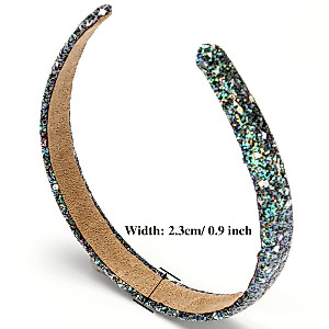 BOMTTY 4 Pcs Glitter Headbands, Sparkly Headband Plastic Hair Hoop Glitter Hairbands for Girls and Women (Black+White+Grey+Beige)