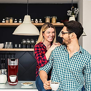 Mixpresso Single Serve 2 in 1 Coffee Brewer K-Cup Pods Compatible & Ground Coffee,Compact Coffee Maker Single Serve With 30 oz Detachable Reservoir, 5 Brew Size and Adjustable Drip Tray (Red)