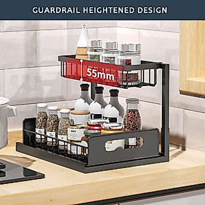 Knownyou Under Sink Storage, Pull Out Cabinet Organizer, 2 Tier Slide Out Sliding Shelf for Kitchen Bath (Black)