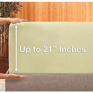 Empyrean Bedding 21” Extra Deep Pocket Fitted Sheet - Smart Blend of Luxury Soft Cool Bamboo and Microfiber - Ultra Soft and Silky - Machine Washable - 1 Piece Cal King Size - Sage Olive Green