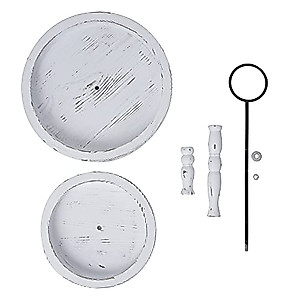 Rorain Tiered Tray 2 Tier Farmhouse Serving Tray 13" X 13" Distressed White Wooden Decorative Tray for Cake, Fruit, Cookie, Food and Party Display