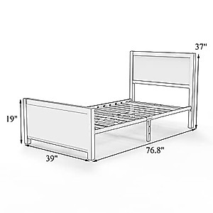 Catrimown Twin Bed Frames, Twin Size Platform Bed Frame with Wooden Headboard, Rustic Bed Frame with Strong Slat Support, No Box Spring Needed, 12”Under Bed Storage, Easy Assemble, Twin