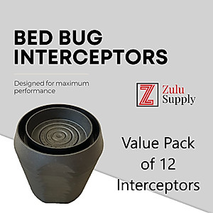 Zulu Supply Bed Bug Interceptors, Traps, 12 Pack, Black, Bedbug Monitor, Insect Detector for Bed Legs or Furniture