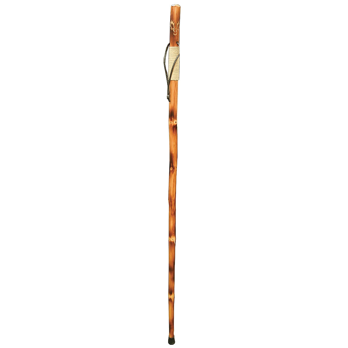 Wood Trekking Hiking Pole with Animal Head Face Bust Carving, 54" (Random Style)