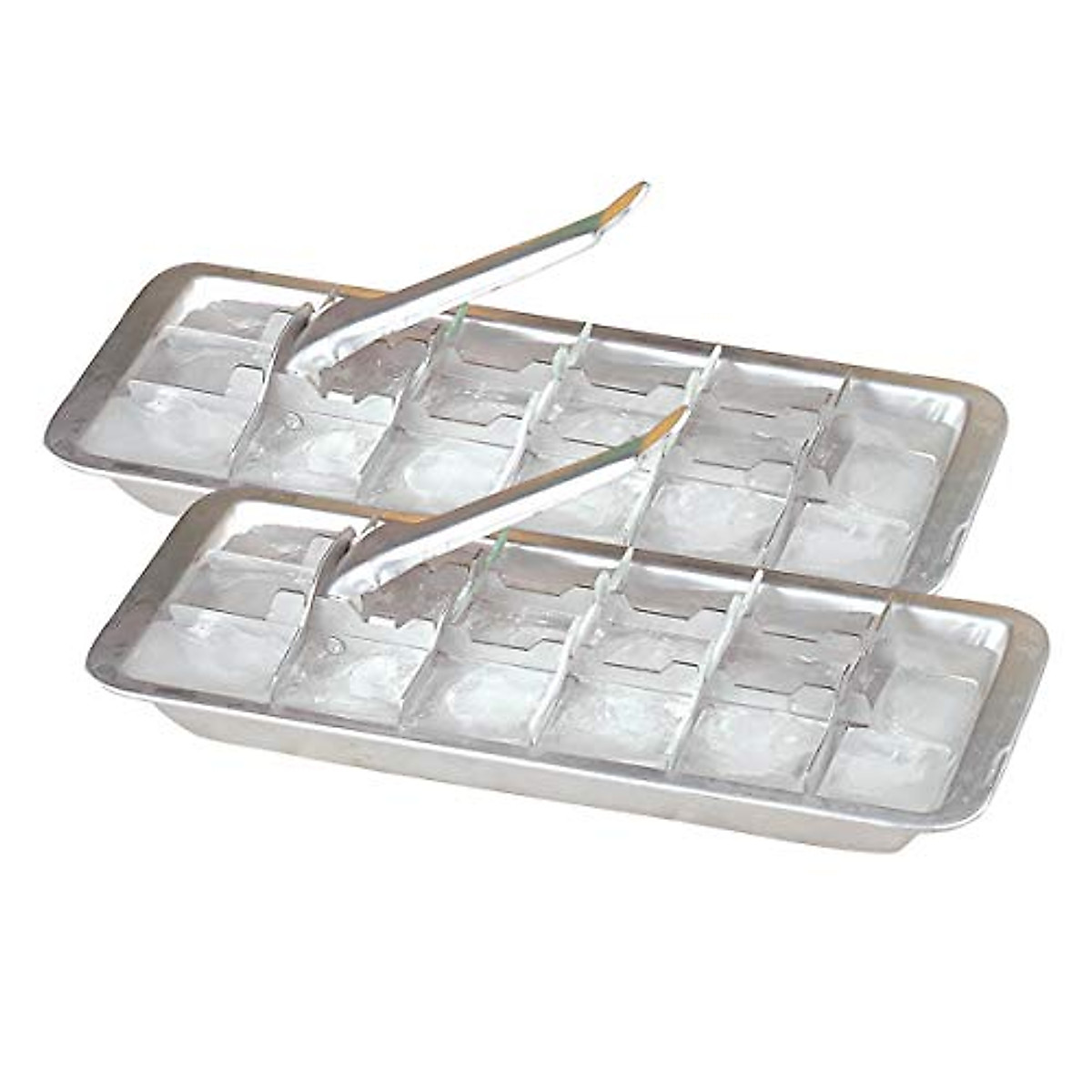 Fox Valley Traders Vintage Kitchen Aluminum Metal Ice Cube Trays, Set of 2