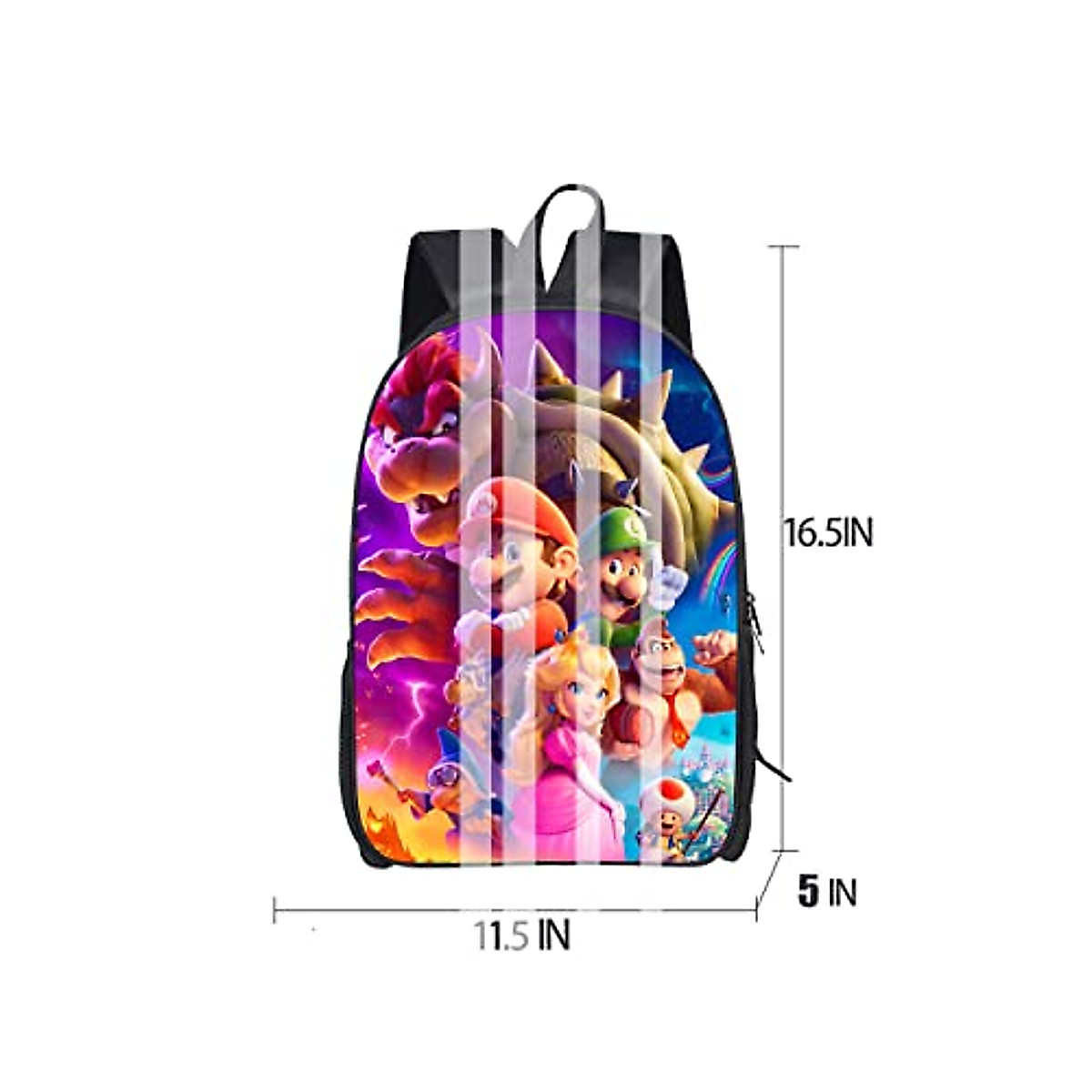 Pipixian Unisex Game Backpacks Lightweight Cartoon Travel Bags Super Cute Knapsack Black1-One Size