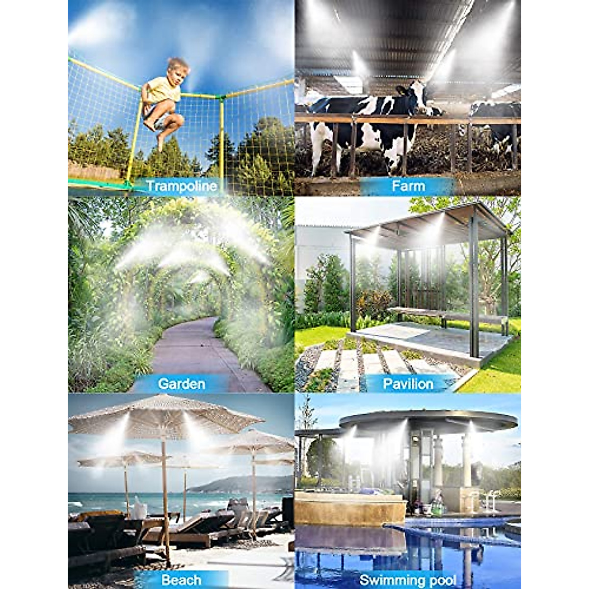 Lekit Misters for Outside Patio 27.5FT(8.4M)+8 Brass Mist Nozzles+a Brass Adapter(3/4") Detachable Outdoor misting Cooling System for Garden, Waterpark, Greenhouse, Backyard