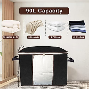Ragestor ppliessu 90L large clothes storage container closet organizer storage bags for clothes under bed storage bin organizer for closet shelves basement（6pack,Black