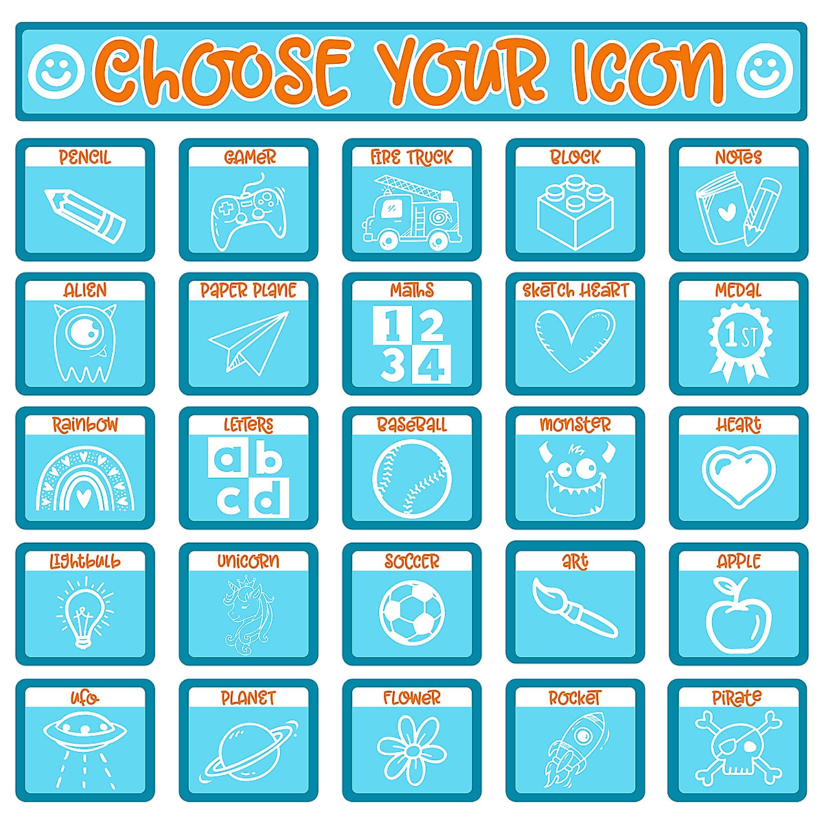 Lara Laser Works Personalized Kids Water Bottle for School w 25 ICON & Name - 18 Oz, 9 Color Options - Custom Water Bottle with Straw Lid for Children, Stainless Steel, Double-Wall Insulated