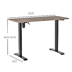 Vinsetto Electric Height Adjustable Standing Desk with 54" Desktop, Sit Stand Home Office Desk with Memory Button Control and Anti-Collision System, Teak/Black