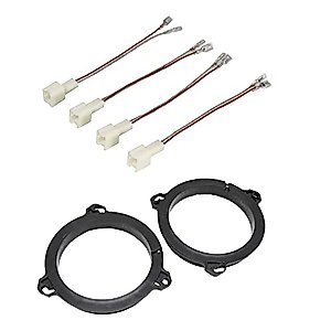 RED WOLF Car Door Speaker Wiring Harness Connector Plug w/Speaker Adapter Spacer Rings 6.5 Inch Nissan 2004-2019 Model 2 Pair