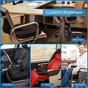 Bomdaia Seat Cushion for Office Chair, Desk Chair Car Seat Cushion for Tailbone Pain, Memory Foam Coccyx Seat Cushion for Sciatica, Back Pain Relief (Black)