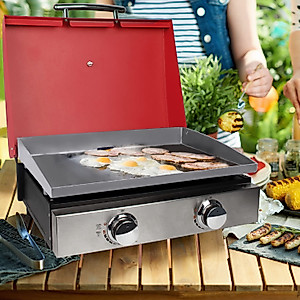 Hard Cover Hood with Temperature Gauge for Blackstone 22 inch Table Top Griddle, 5011 Griddle Hood for Blackstone 22" Grill, Red