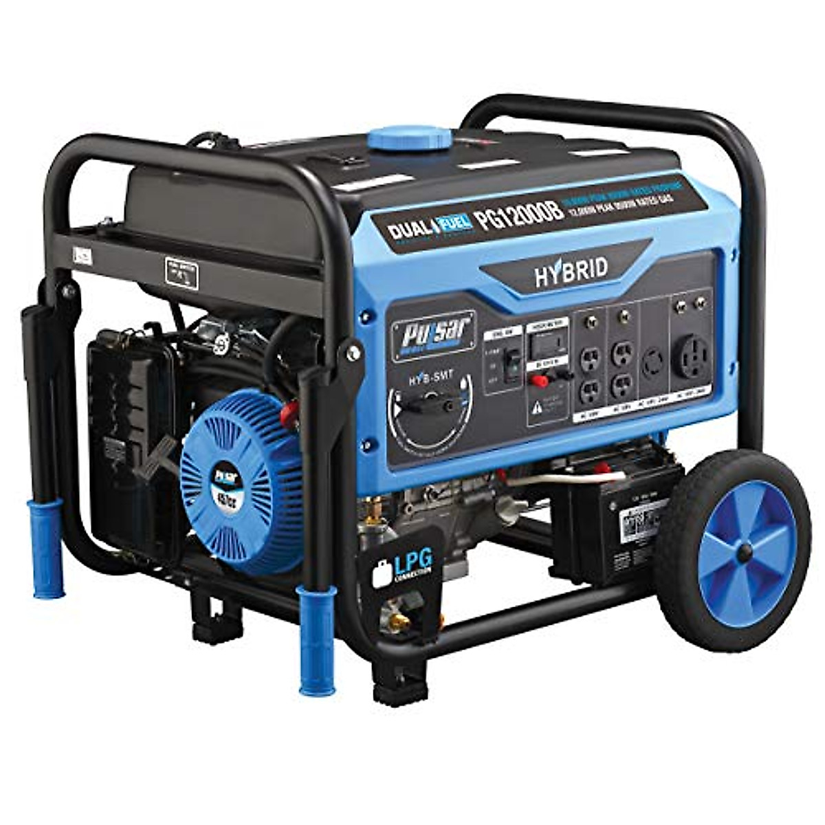 Pulsar 12,000W Dual Fuel Portable Generator with Electric Start and Switch & Go Technology, CARB Approved PG12000B
