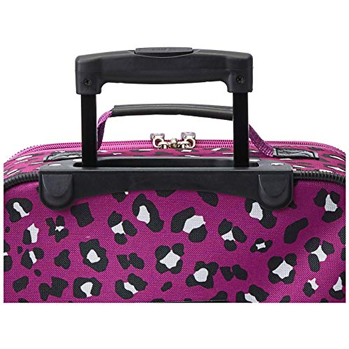 Rockland Fashion Softside Upright Luggage Set, Expandable,Telescopic Handle,Wheel, Purple Leopard, 2-Piece (14/19)