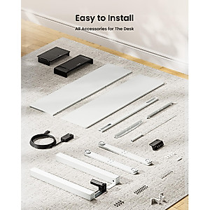 ProtoArc Standing Desk with Dual Monitor Stand Riser, 48 x 24 Inches Height Adjustable Desk with Storage, Electric Stand up Desk with Laptop Stand (Black/White)