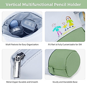 Fmeida Standing Pencil Case Telescopic Pencil Pouch Pop Up Pencil Bag Pen Holder Organizer Aesthetic Stand Up Stationery Pouch Makeup Cosmetics Bag for Christmas Holiday New Year Gift Light Green