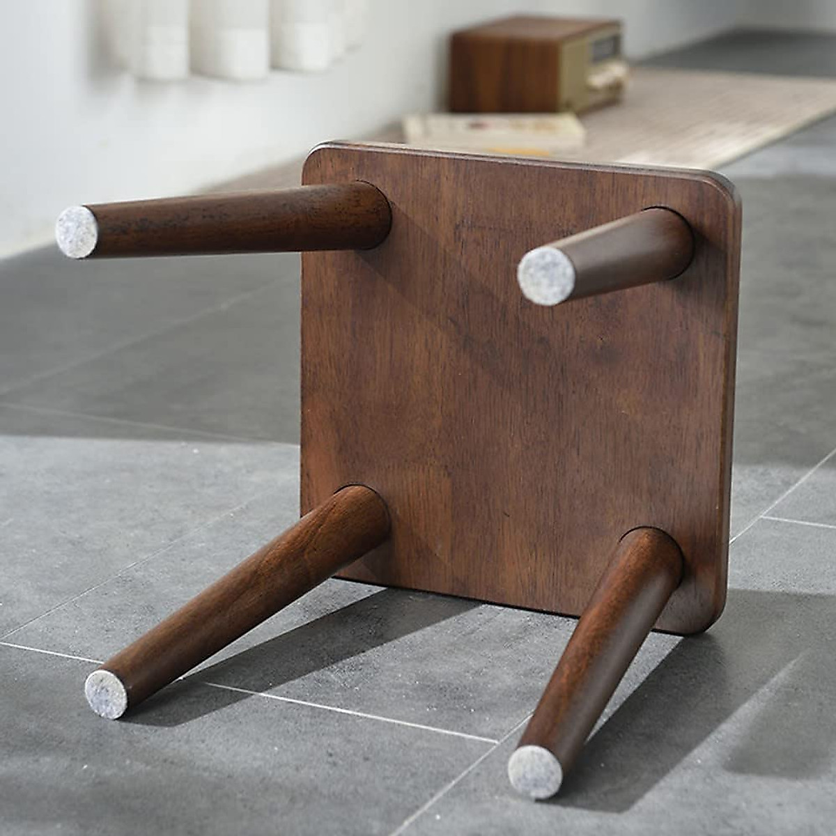 GOLDEN SUN Wooden Step Stool Small 10 Inch Square Foot Stool Plant Stand Detachable 4 Legs Vanity Stool Bench Brown Squarestool-brown262626 10 x 10 x 10 inch