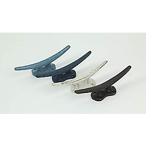 Zeckos Set of 4 Colorful Cast Iron Nautical Decor Boat Cleat Wall Hooks/Drawer Pulls
