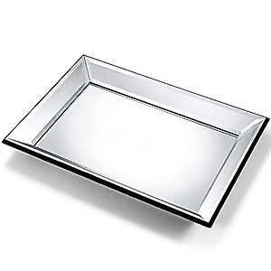 Meetart Rectangle30x21cmVanity Organizer Decorative Mirror Tray Vanity Tray Markup Jewelry Tray Silver Tray for Home Decor