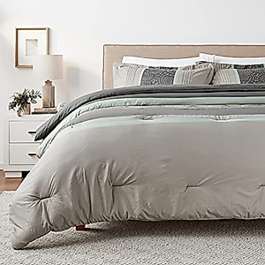 Chic Home 43CK117-AN 8-Piece Euphoria Embroidered Comforter Set, King, Dark Grey/Green