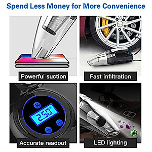 YSMJ Upgraded 12000pa Cordless Rechargeable 4-in-1 Car Vacuum Cleaner, Strong Suction Handheld Vacuum High Power Car Vacuum with LED Light, Rechargeable for Home, Pet Hair, Car Cleaning