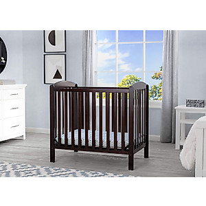 Delta Children Emery Mini Convertible Baby Crib & Twinkle Stars 3-Inch Waterproof Mini Crib Mattress, Dark Chocolate