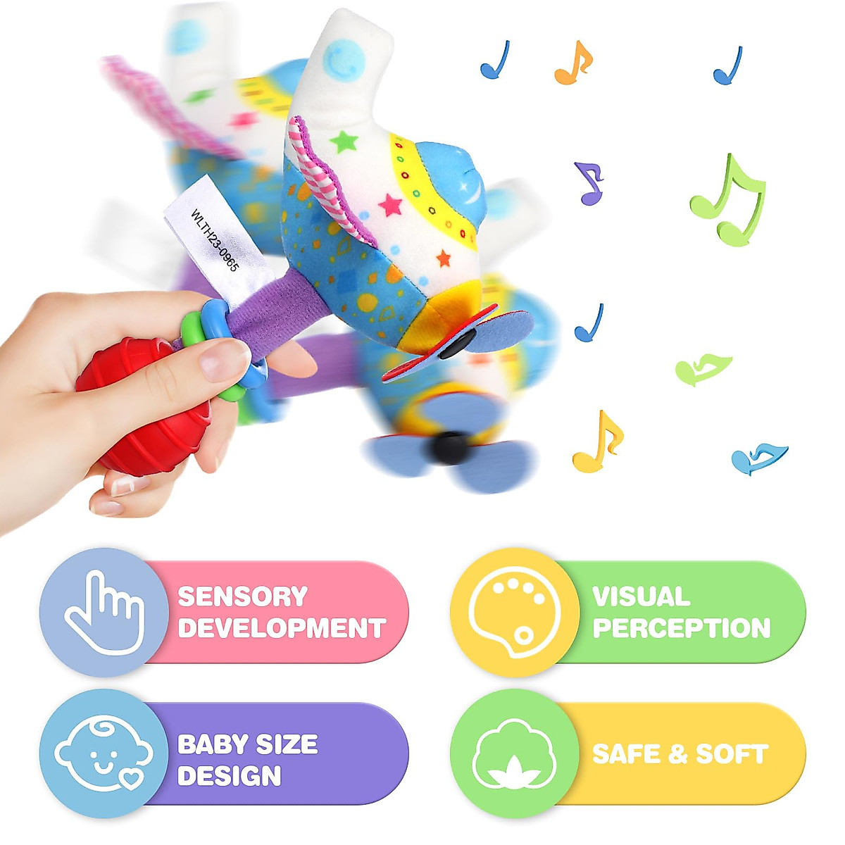 Toyvian Baby Soft Rattles Toy Infant Shaker Teether Cute Stuffed Airplane Handbells Soft Baby Rattle Toy Airplane Rattles Toy for Newborn Baby Gifts
