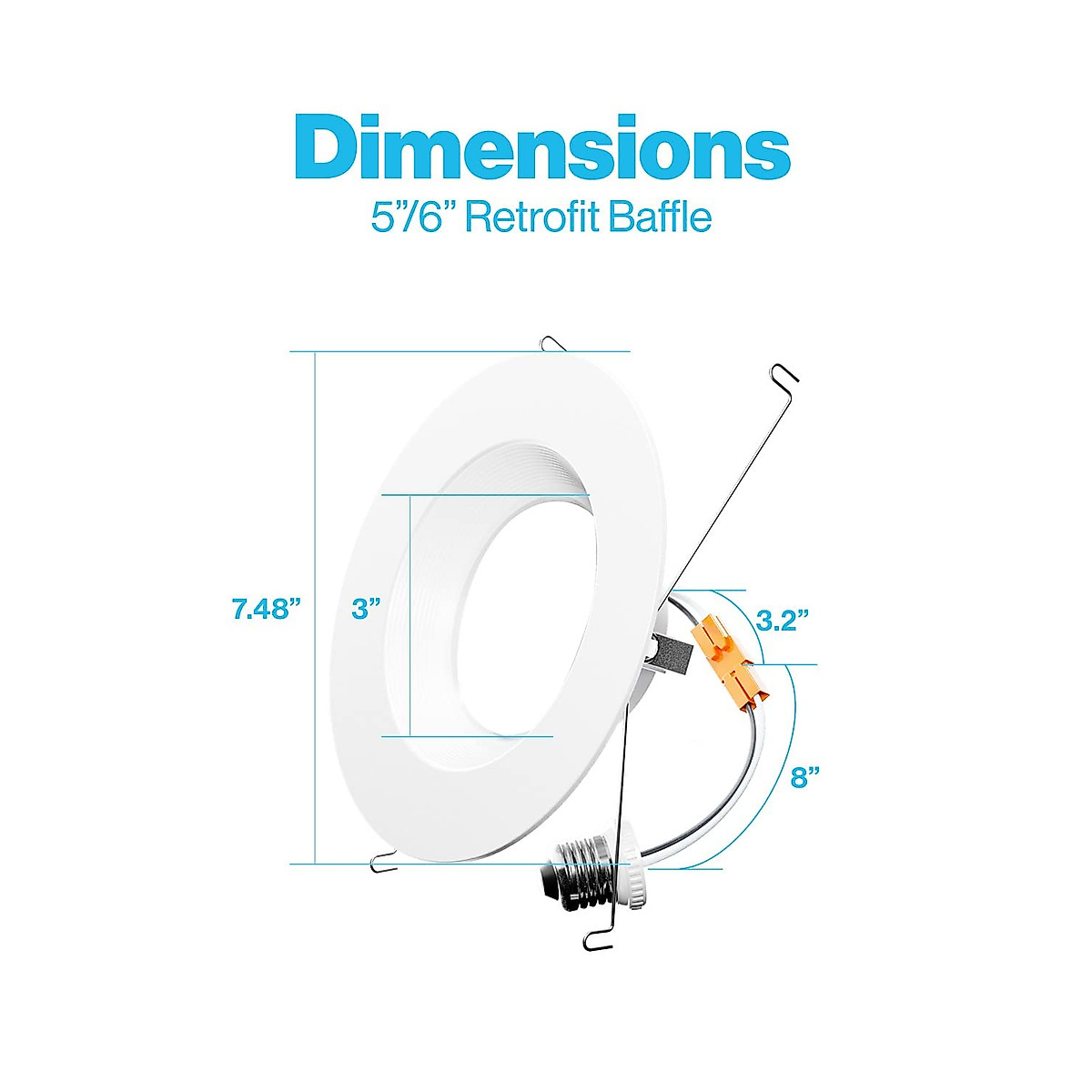Sunco Lighting 2 Pack Retrofit LED Recessed Lighting 6 Inch, 2700K Soft White, Dimmable Can Lights, Baffle Trim, 13W=75W, 965 LM, Damp Rated - Energy Star