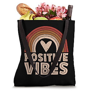 Retro Positive Vibes 70s 80s Vintage Heart Design Tote Bag