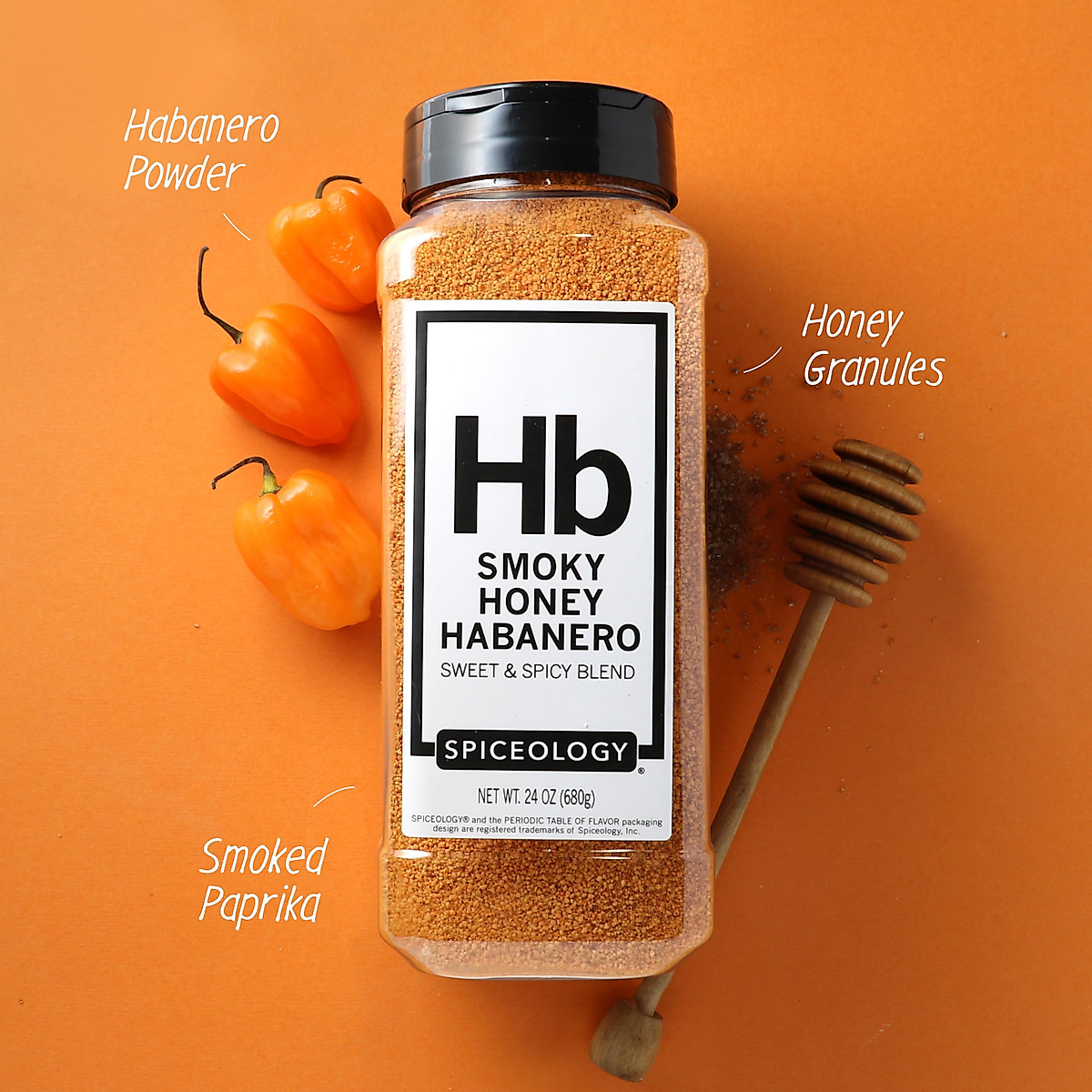 Spiceology – Smoky Honey Habanero – Sweet & Spicy BBQ Rub for Chicken, Ribs, Pork, Steak & Seafood – Smoked Paprika, Honey & Habanero Powder – Gluten-Free Meat Rub & Grill Seasoning – 24 oz