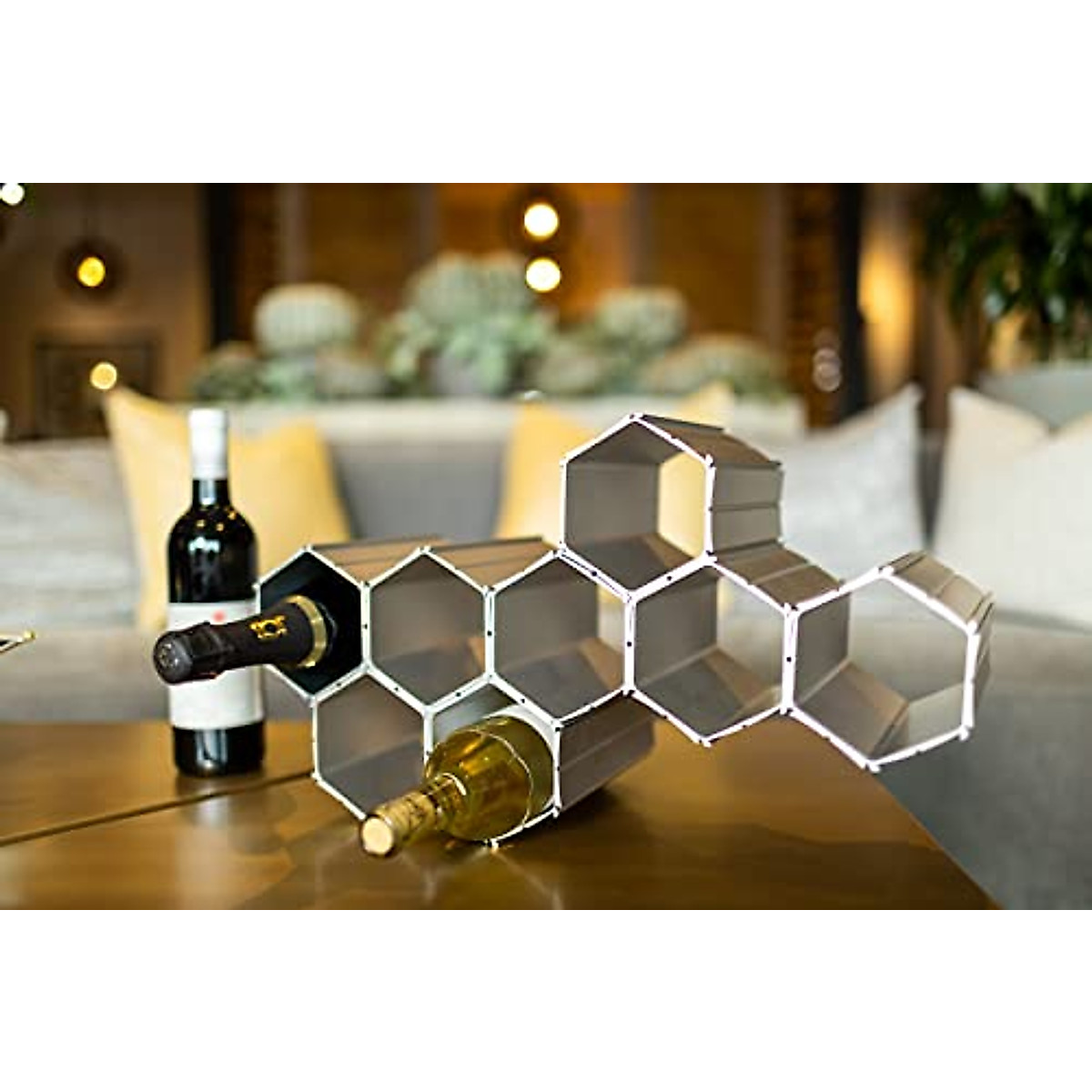 WineHive Bundle - 2 Items Cell Modern Modular Wine Storage System - 20 Cell with Wall Mount Hardware Kit - Black