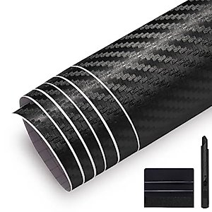 GRTHTATI 1FT X 5FT 3D Carbon Fiber Vinyl Wrap for Cars Interior & Exterior Automotive Vinyl Wraps with Air Release Channel Including Vinyl Wrap Tool Kit