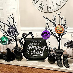 12 Pieces Halloween Ornaments for Tree Hocus Pocus Ornaments for Tree Colorful Shatterproof Plastic Ball Ornaments Halloween Indoor Decorations