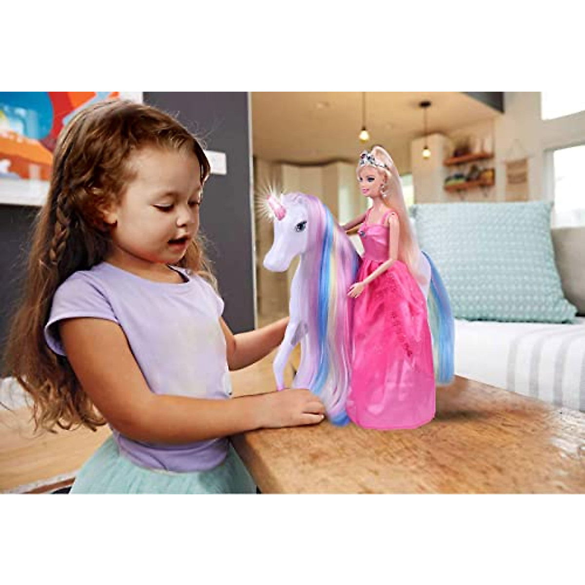 Magic Light Unicorn & Princess Doll, Unicorn Toys for Girls 3+, Unicorn Gifts for Christmas Birthday for Kids Aged 3 4 5 6 7 8