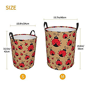 FeHuew Childish Seamless Cute Ladybug Collapsible Laundry Basket with Handle Waterproof Fabric Hamper Laundry Storage Baskets Organizer Large Bins for Dirty Clothes,toys,Bathroom