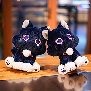 CALEMBOU Kawaii Plush Pillow Scaramouche Wanderer Cat Plush Cute Stuff 10" Soft Stuffed Animals Collectible Scarameow Plush Toys Gift for Fans (Scara Cat)