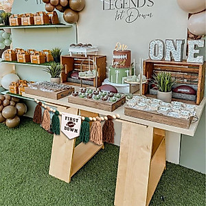 CIEQR Football Highchair Banner 1st Birthday - First Year Down Birthday Banner, Tassels Birthday Decorations for First Birthday Party, Anniversary, Baby Shower, Photo Booth Props... (Green)