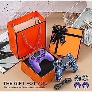 ASLDPUO 2 Pack Wireless Controller Compatible with Playstation 4/Slim/Pro/PS4，with Double Shock/Stereo Headset Jack/Touch Pad/Six-axis Motion Control