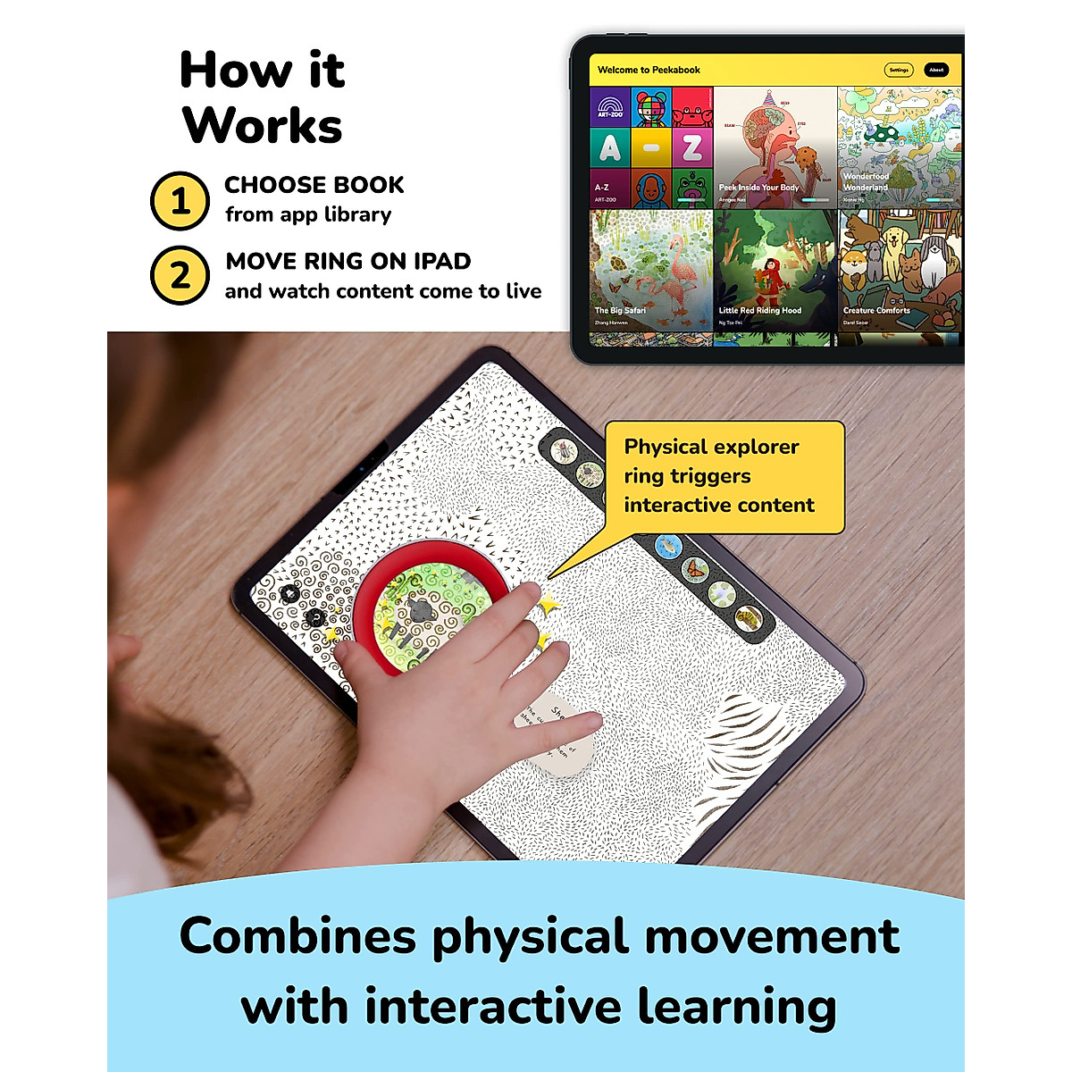 Peekabook Starter Kit, Educational Toy for iPad, Interactive Human Body Book, Learning Toy, Educational Game ABC Learning Toddler STEM Toy Read Along Book Search and Find it Travel Activity RED