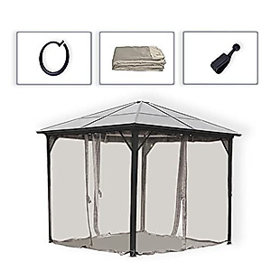 Garden lucky Replacement Gazebo Mosquito Netting 4 Panels for Patio Garden Backyard (10'x10', Beige, Only Netting)